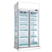 Quality Commercial 220V Single-Temperature LED Light Glass-Freezer Double-Door Beverage for sale