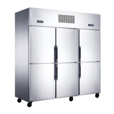 China Commercial Kitchen Equipment 6-Door Upright Freezer Chiller with LED Lighting Fan Cooling Air-Cooled Refrigerator with Trays for sale