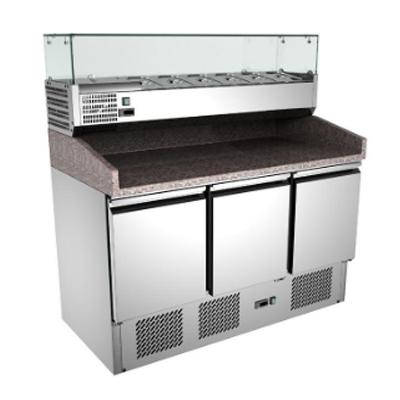 China Commercial Large Capacity Kitchen Pizza Salad Prep Table Fresh Keeping Refrigerator Marble Surface Easy Cleaning Restaurant for sale