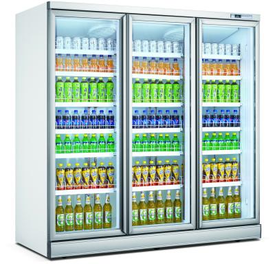 China LED-Lit Upright Beverage Display Cooler Supermarket Equipment Climate Cooling Cold Storage Made Glass Material Refrigeration for sale