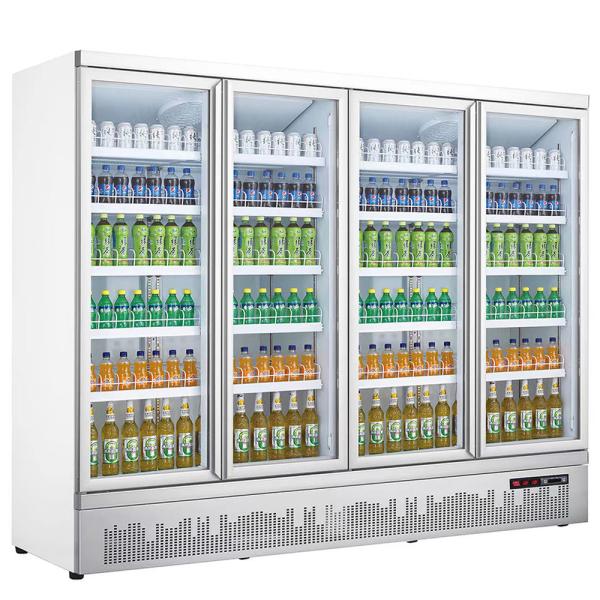 Quality Factory Price 1-4 Glass Door Beverage Cooler Refrigeration Equipment Cool Climate Supermarket Display Fridge for sale