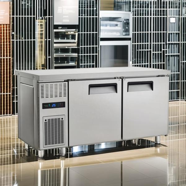 Quality Commercial Stainless Steel Counter Fridge LED Light Digital Temperature Air-Cooled Workbench Freezer Refrigerator Worktop for sale