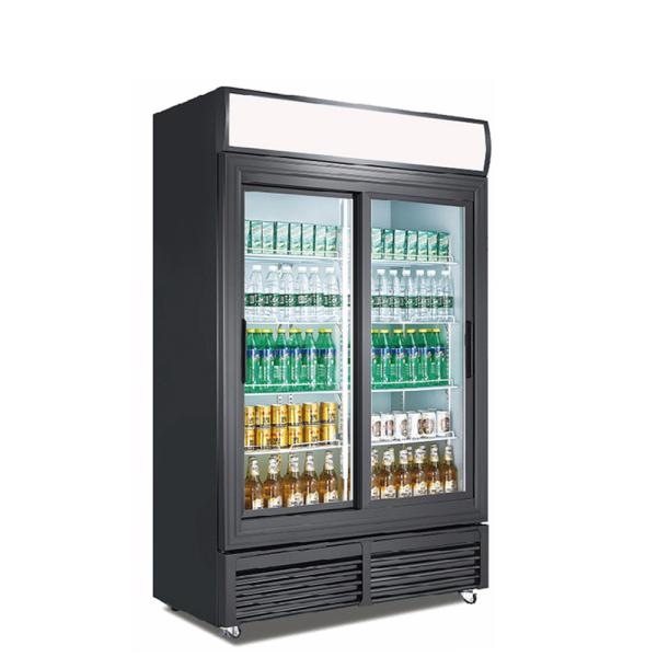 Quality 2023 2 Doors Glass Door Drinking Chiller Beverage Freezer Chiller Beverage Refrigerator for sale