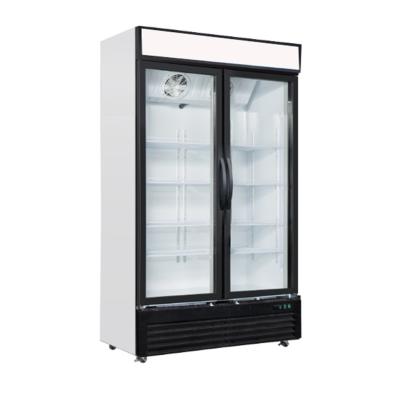 China Double Glass Door Commercial Vertical Refrigerator for sale