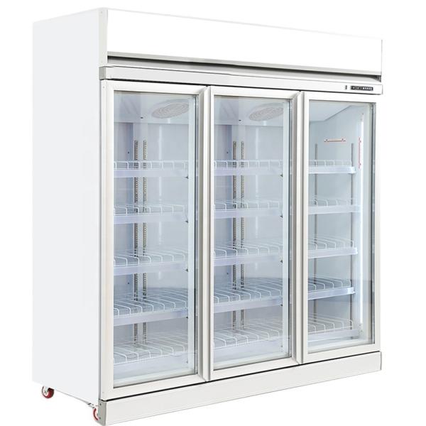 Quality Fan Cooling Commercial Display Freezers for Displaying Beverages in Glass Door and 220V Voltage for sale