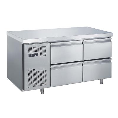 China Commercial Stainless Steel Exterior Kitchen 4 Drawers Under-counter Refrigerator Upright Workbench Freezer/chiller Hot Sell for sale
