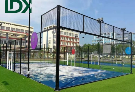 Close-up view of padel court construction details