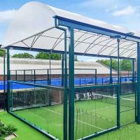 China Storm-Resistant Retractable Padel Canopy System 10m x 20m UV-Resistant Polyester for sale