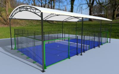 China Custom Steel Frame Padel Roof Panoramic Paddel Sport Court Field Roof for sale