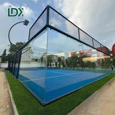 China Outdoor Padel Sport Equipment 12mm Full Panoramic Ultra White Tempered Glass Padel Court for sale
