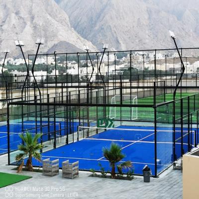 China Panoramic Padel Court Manufacturer | 12mm Tempered Glass WPT Standard for sale