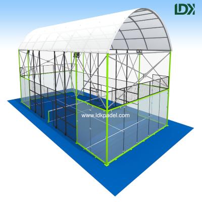 China Panoramic Glass Padel Court with Roof for Professional Facilities for sale