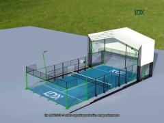 outdoor padel court roof with heavy-duty steel structure