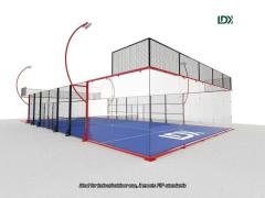 heavy-duty padel court with tempered glass wall for club & sports center