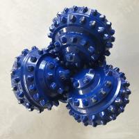 China Blue API Three Cones Bit Tri Roller Cone Bit Hard Faced Bearing Surface for sale