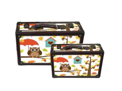 China Warm Colored Olw Printing Wooden Box/ Suitcase/ Wedding Card Box for Storage for sale
