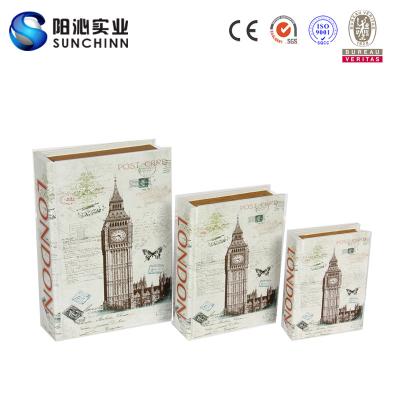 China Muticolored Canvas Printing Wooden Box/ Book Box/Book Container for Storage for sale