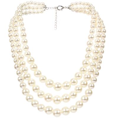 China Women Fashion Statement Layered Pearl Necklace for sale