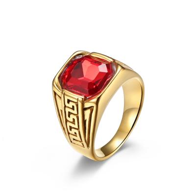 China Wholesale Fashion Artificial Square Ruby Man Ring for sale