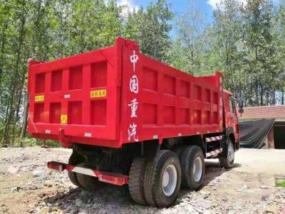 China Red Euro 2 Used Howo Trucks , HW76 Cab Second Hand Dumper Truck for sale