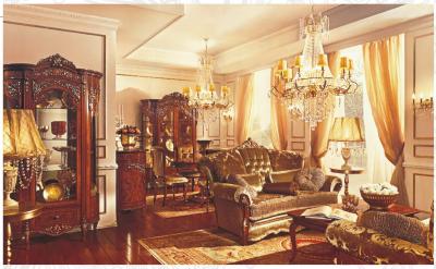 China Luxury Villa/European Antique Living Room Furniture,Wood Cabinet,Sofa Set,VS-003 for sale