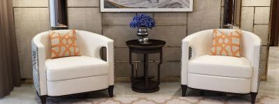 China Light luxury Hotel Sofa used Leather upholstered Leisure chairs for Lobby seating furniture for sale