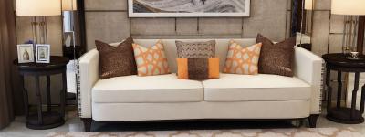 China Fashion luxury design of Hotel Lobby furniture reception sofa set made by Leather cushion in Glossy painting legs for sale