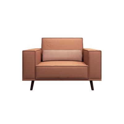 China Fashion modern lobby furniture single sofa in Leather upholstered with Walnut wood legs for 4 star hotel for sale