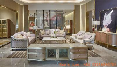 China Light luxury living room sofa set furniture design by hand work Stainless steel frame with high end upholstery chairs for sale