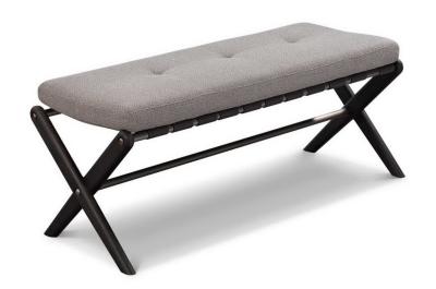 China Designer furniture of Fabric Upholstery Bench with soft cushion by Oak wood legs for Villa Bedroom furniture sale for sale