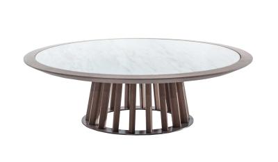 China Round Coffee table used Oak wood with Stone marble for Hotel Lobby and living room furniture by Italy designer furniture for sale