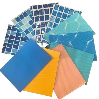 China Family Swim Pool Pvc Plastic Sheet in No Toxic Blue Sea Color with Reinforced Inside and Stone Design for sale
