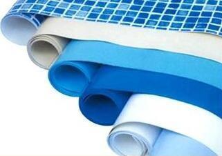 China Family Swim Pool Pvc Plastic Sheet in No Toxic Blue Sea Color with Reinforced Inside and Stone Design for sale