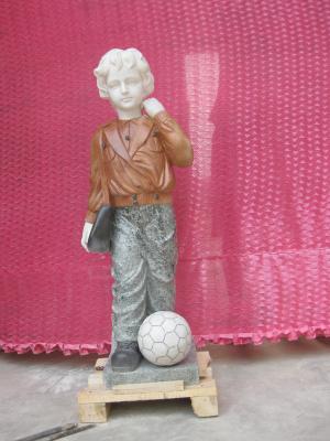 China Hand Carved Marble Child Sculpture 60cm Garden Statue for sale