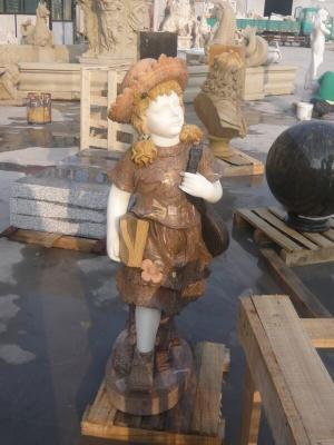 China Handcrafted Marble Child Sculpture 60cm Garden Statue for sale