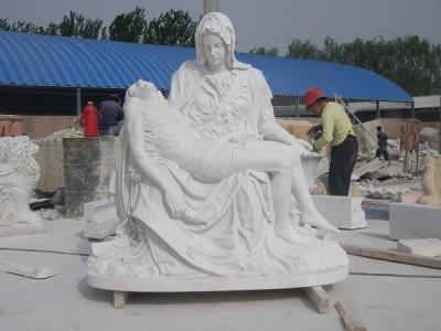 China Double Marble Carving Statues Handcrafted Decorative Sculpture 60cm for sale