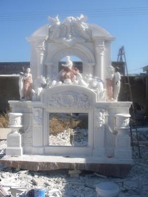China Large Marble Fireplace Mantel 72 Inch Classic Carved Design for Luxury Homes for sale