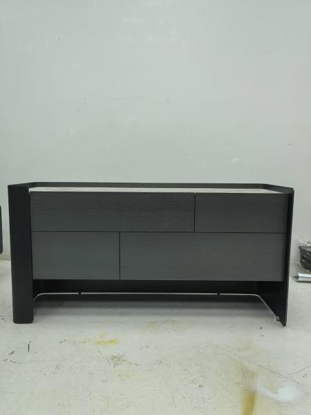 Contemporary Marble Wood Coffee Table With Metal Accents 120cm X 60cm X 45cm