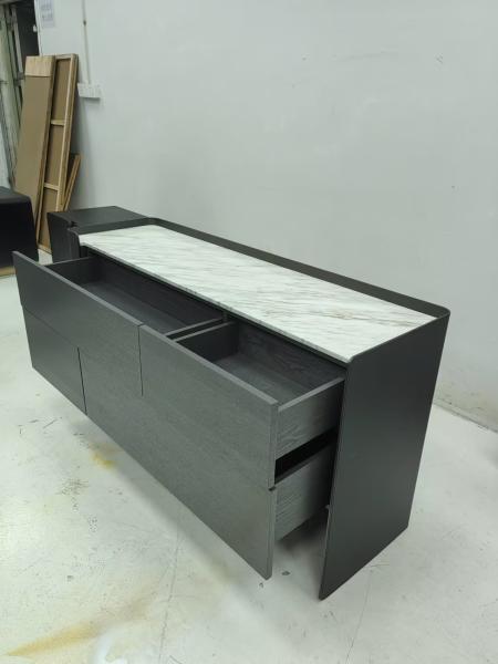 Contemporary Marble Wood Coffee Table With Metal Accents 120cm X 60cm X 45cm