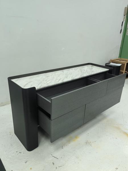 Contemporary Marble Wood Coffee Table With Metal Accents 120cm X 60cm X 45cm