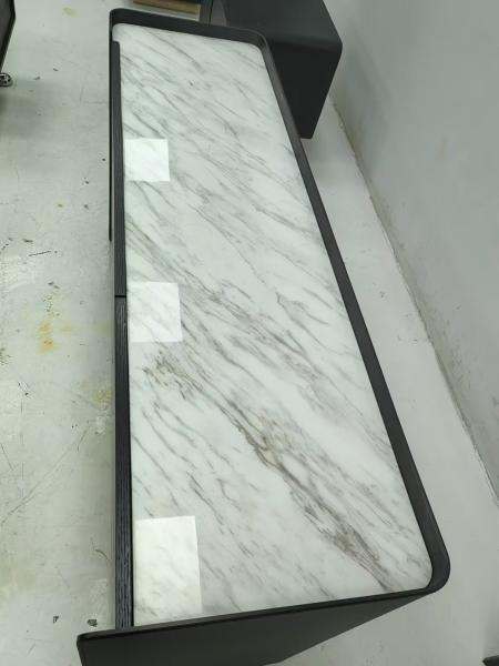 Contemporary Marble Wood Coffee Table With Metal Accents 120cm X 60cm X 45cm