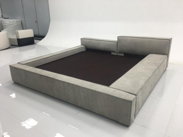 Quality Grey Modern Minimalist Italian Bed With Custom Leather Fabric for sale