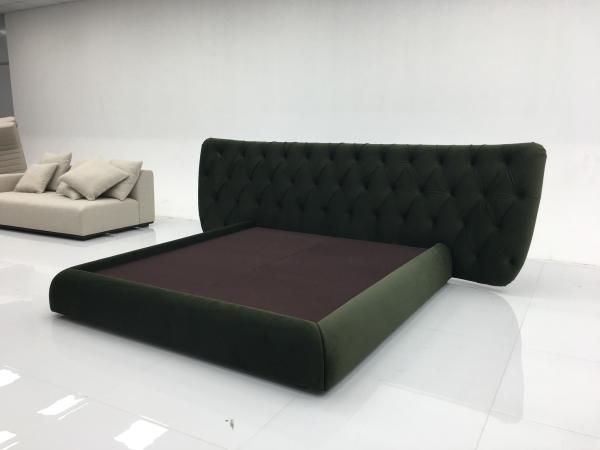 Quality High Density Sponge Upholstered Headboard Full Grain Leather Bed Frame For for sale
