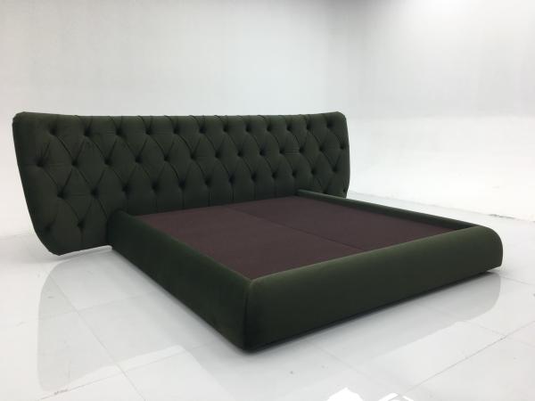 Quality High Density Sponge Upholstered Headboard Full Grain Leather Bed Frame For for sale