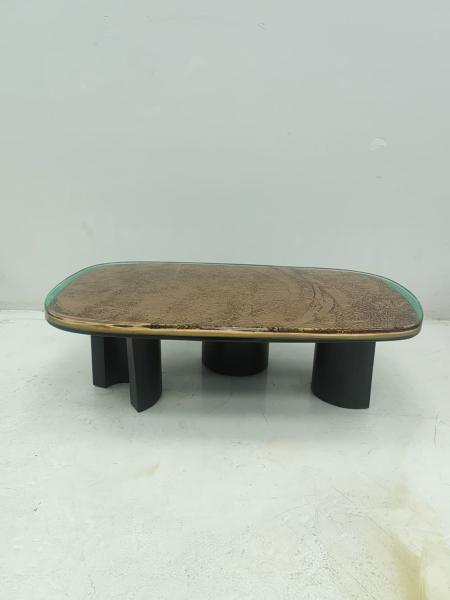 Hotel Home Contemporary Marble And Wood Coffee Table With Metal Base