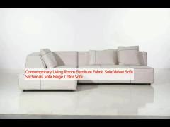 Contemporary Living Room Furniture Fabric Sofa Velvet Sofa Sectionals Sofa Beige Color Sofa
