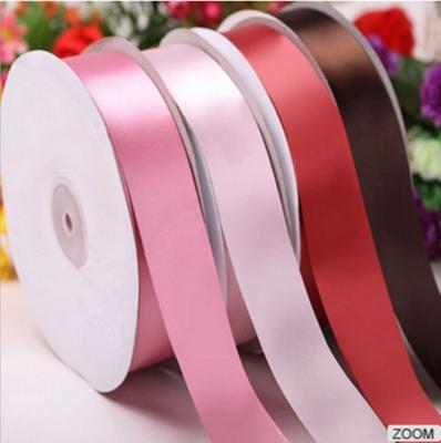 China Fashion Single Face Satin Ribbon 2.5 CM plain color Cotton Satin pe Ribbon For Clothing Striped for sale