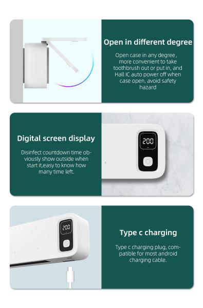 Home Battery UVC Light Sterilizer Smart Wall Mounted Toothbrush Sanitizer