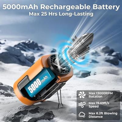 Китай Socool Fan 4000mAh Clip Waist Fan Orange Black Многофункциональный портативный вентилятор с корпусом ABS Силиконовая куртка Мангановая стальная крючок Мангановая стальная скоба продается