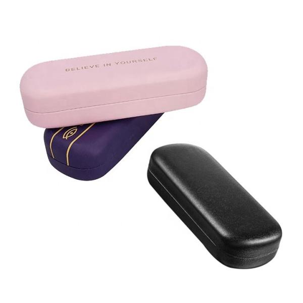 Quality Stylish Black Pink PU Leather Sunglasses Case With Logo Printed for sale
